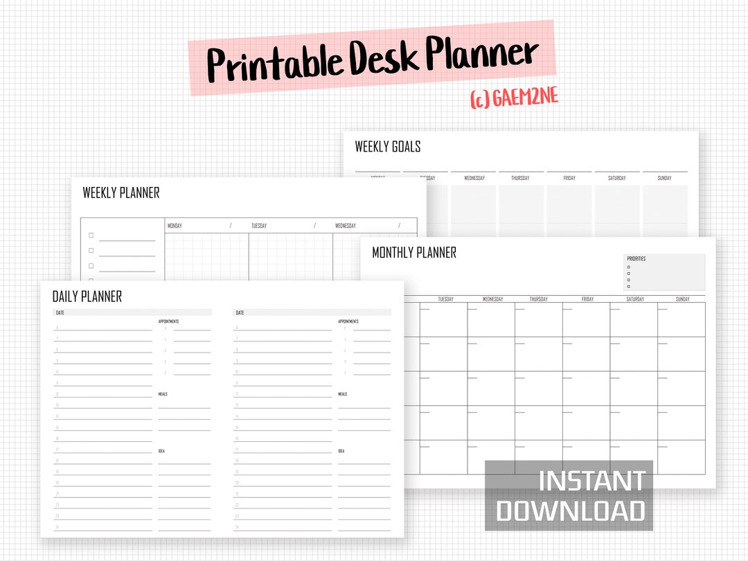 Printable Desk Planner Simple Study Planner Planner Inserts - Etsy