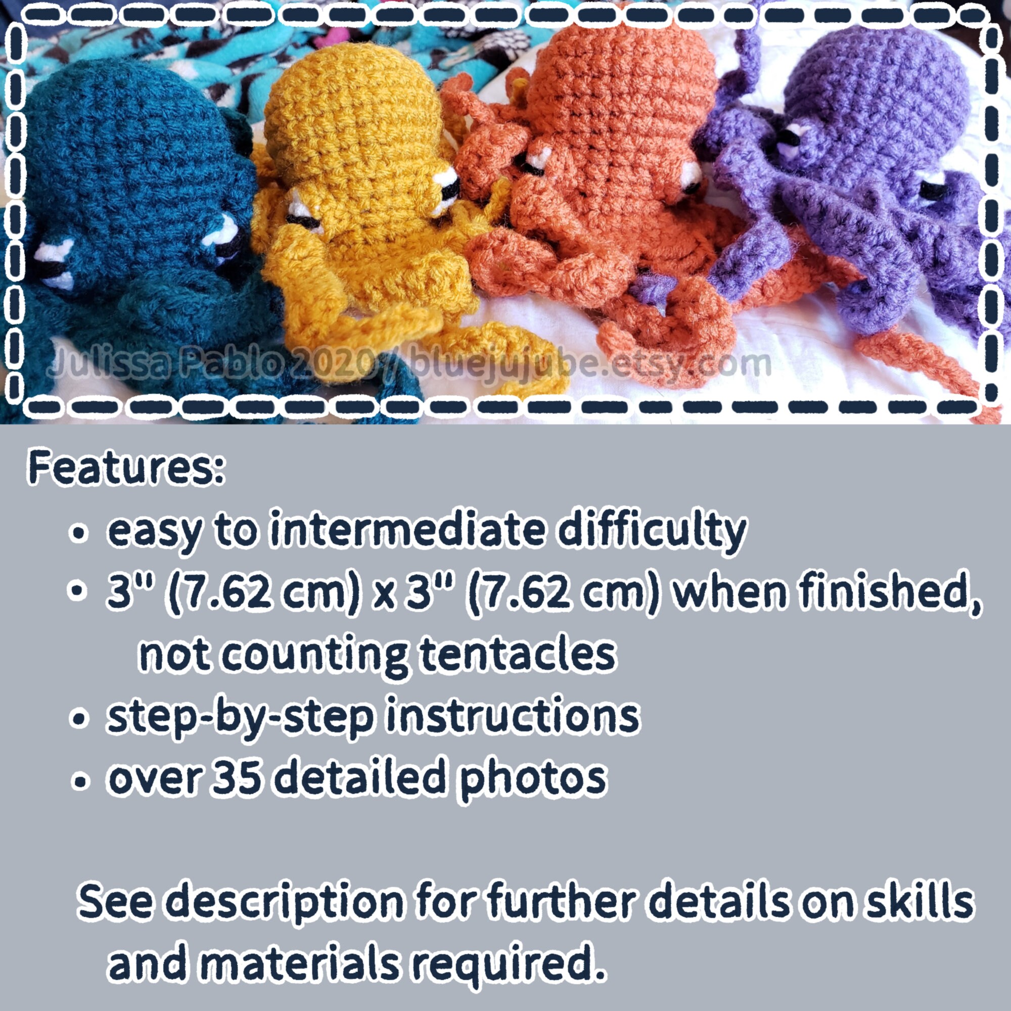 Crochet Octopus Pattern PDF, Amigurumi Toy Octopus Tutorial and ...