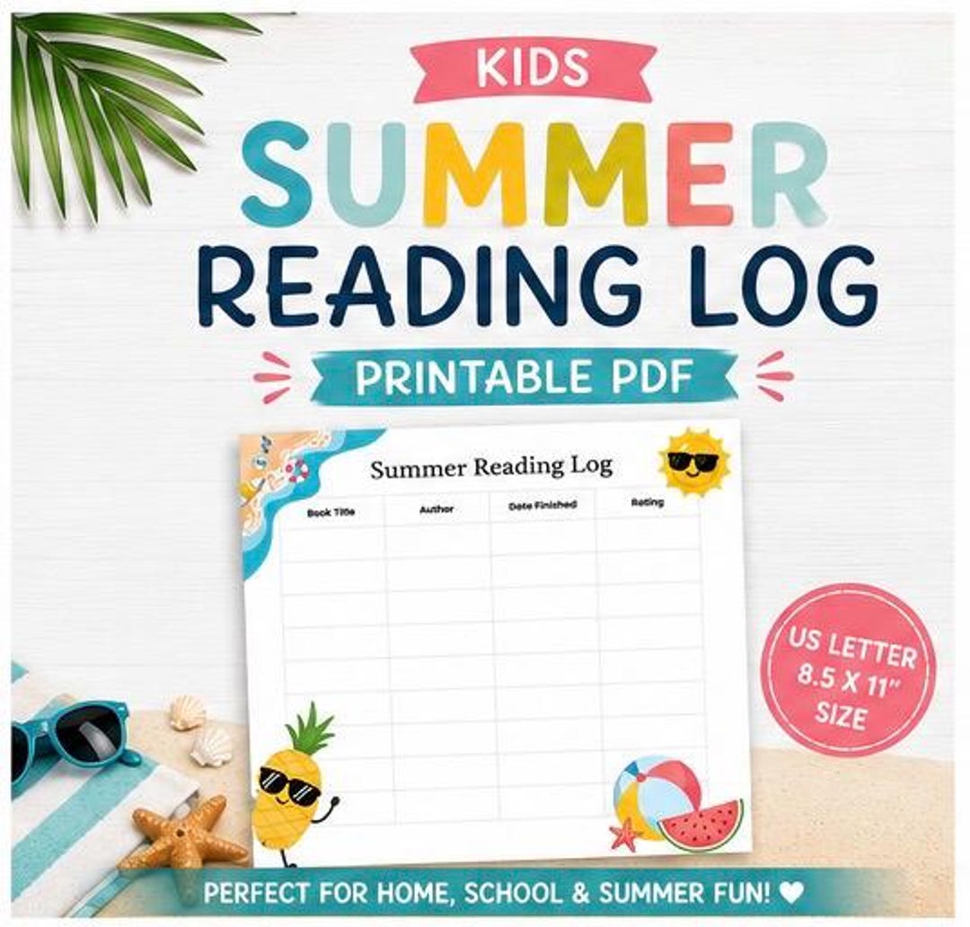 Kid's Summer Reading Log Printable | Reading Tracker for Children ...