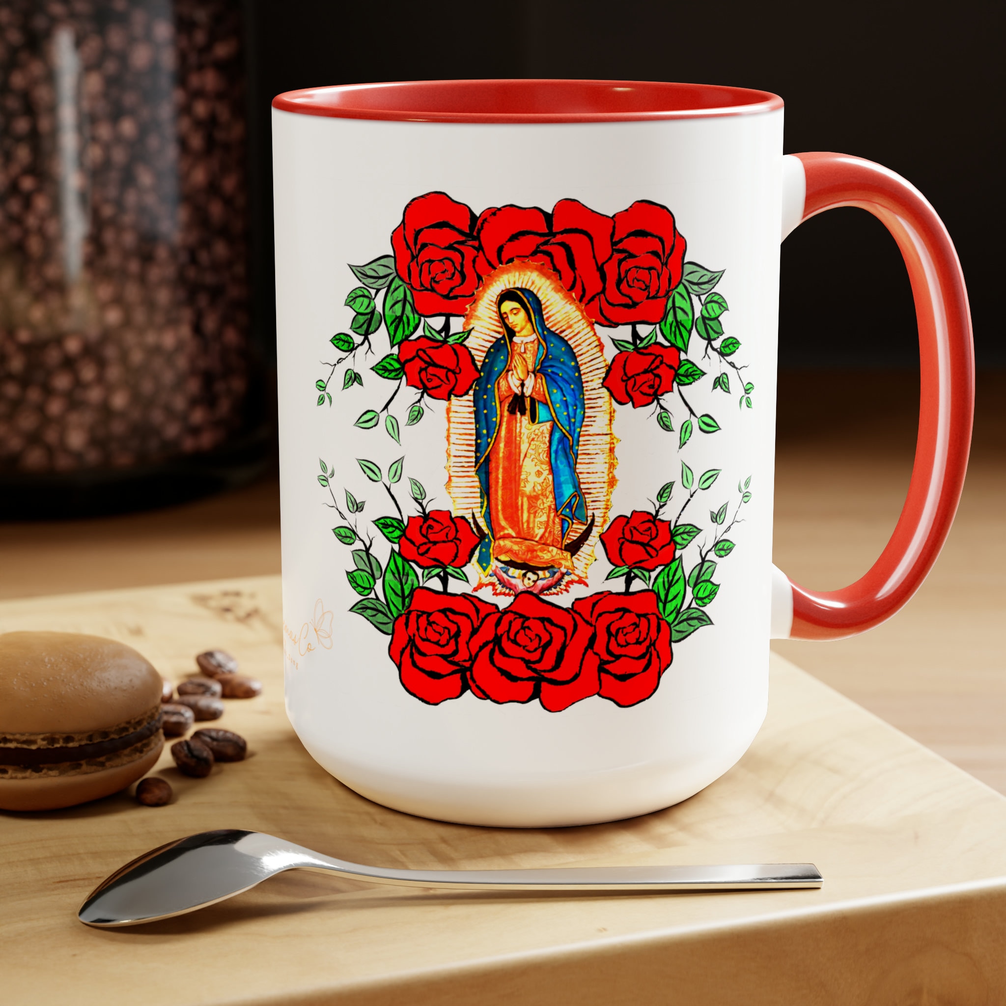 Our Lady of Guadalupe Two-tone Coffee Mugs, 15oz, Virgin Mary Mug ...