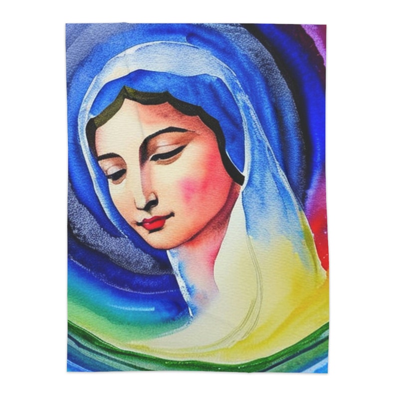 Virgin Mary Light Watercolor Sherpa Blanket Virgen María - Etsy
