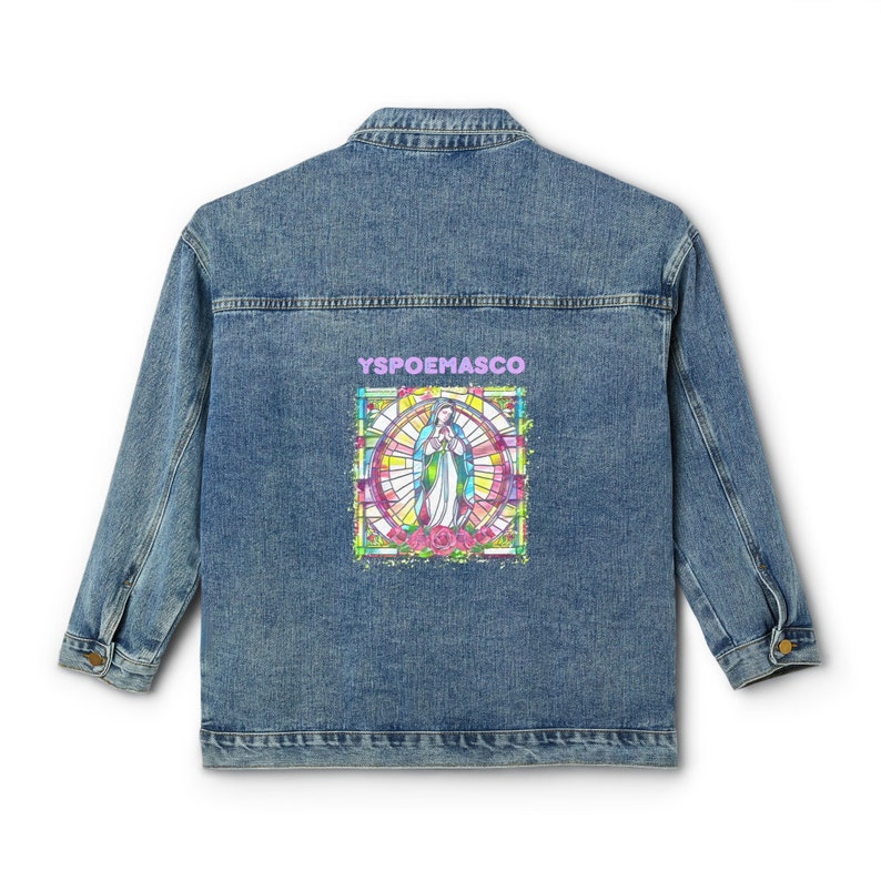 Virgin Mary Art Women's Denim Jacket, Catholic Merch, Virgen Maria ...