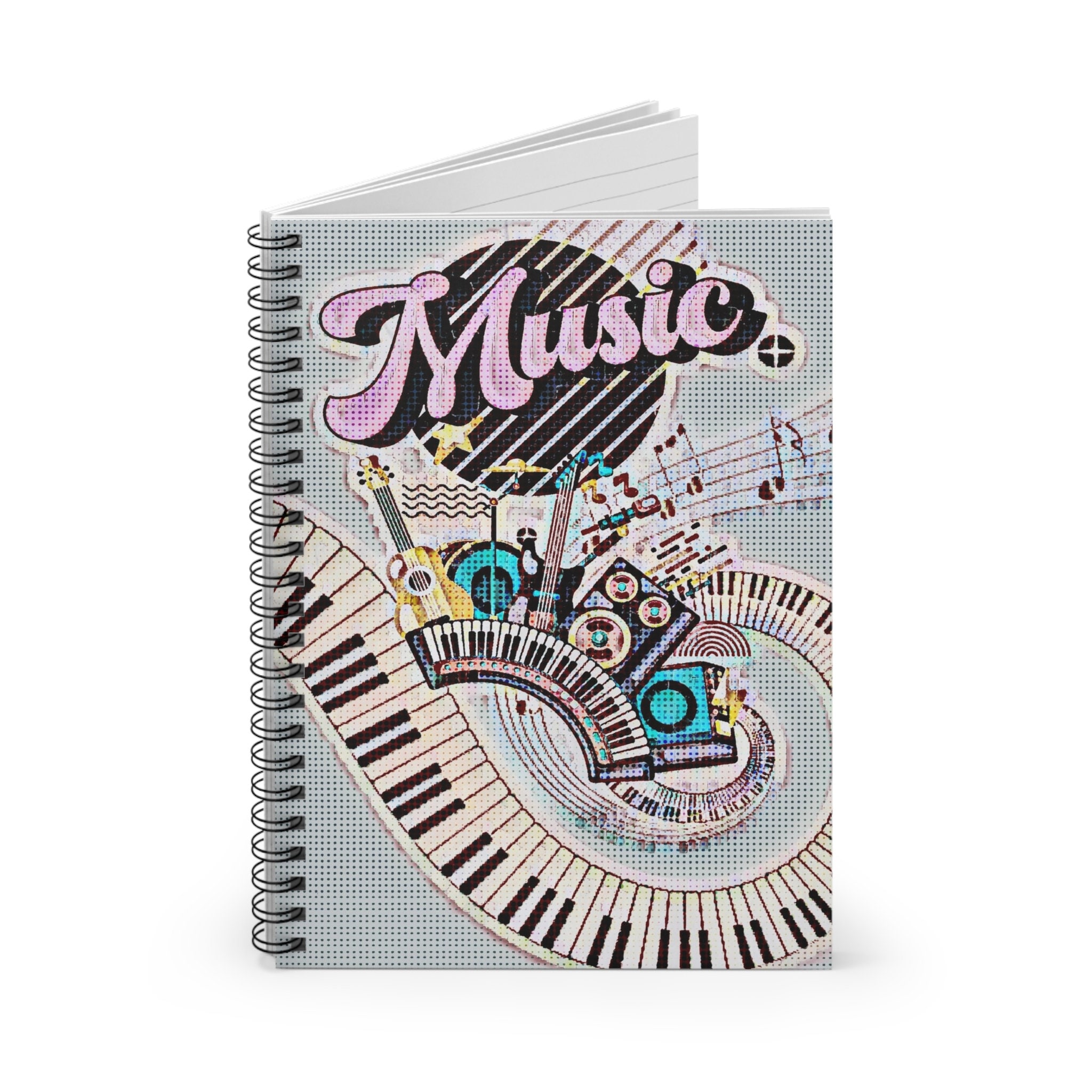 Pop Art Music Design Spiral Notebook Ruled Line by Yesenias_song ...