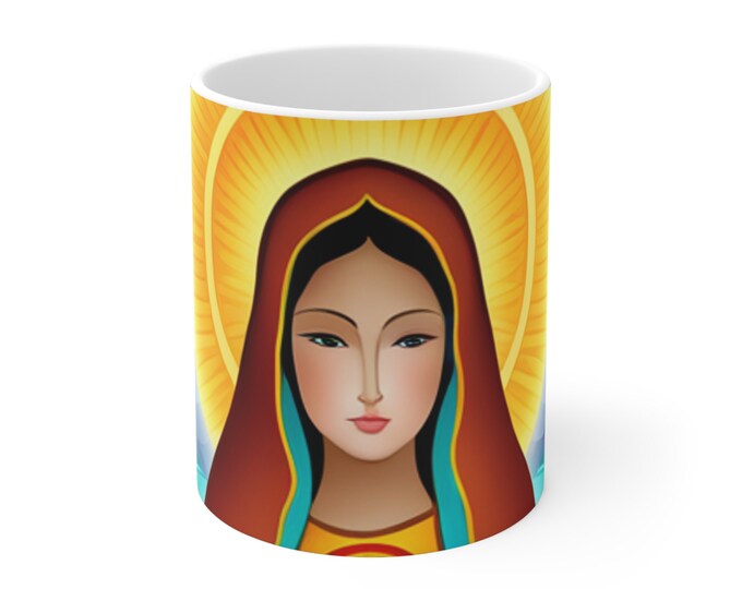 Virgin Mary Holy Mother of Light Ceramic Mug Coffee Mugs Religious Art ...