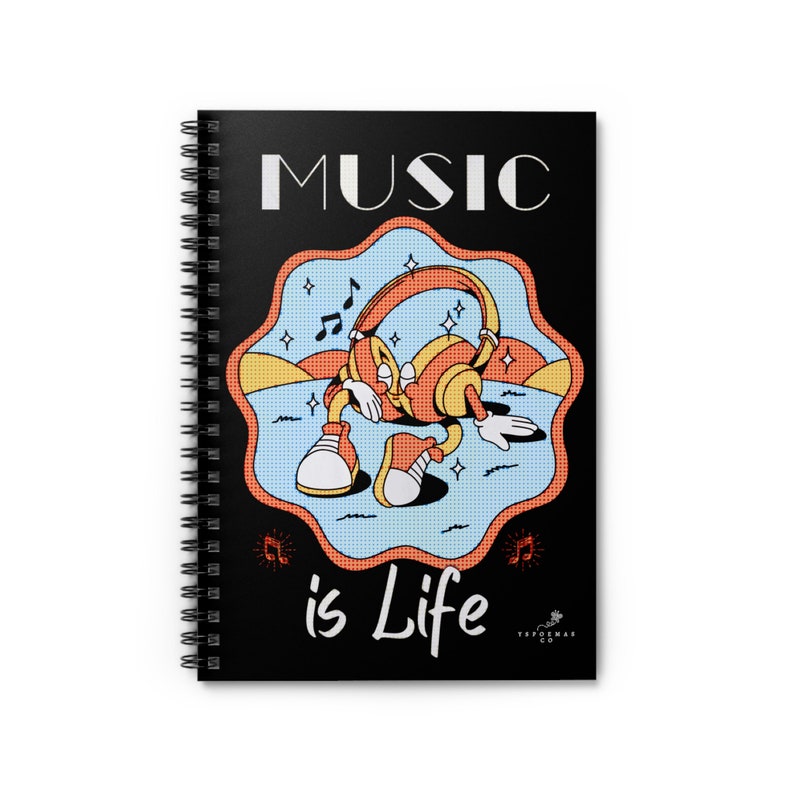 Retro Music is Life Spiral Notebook - Ruled Line - Etsy