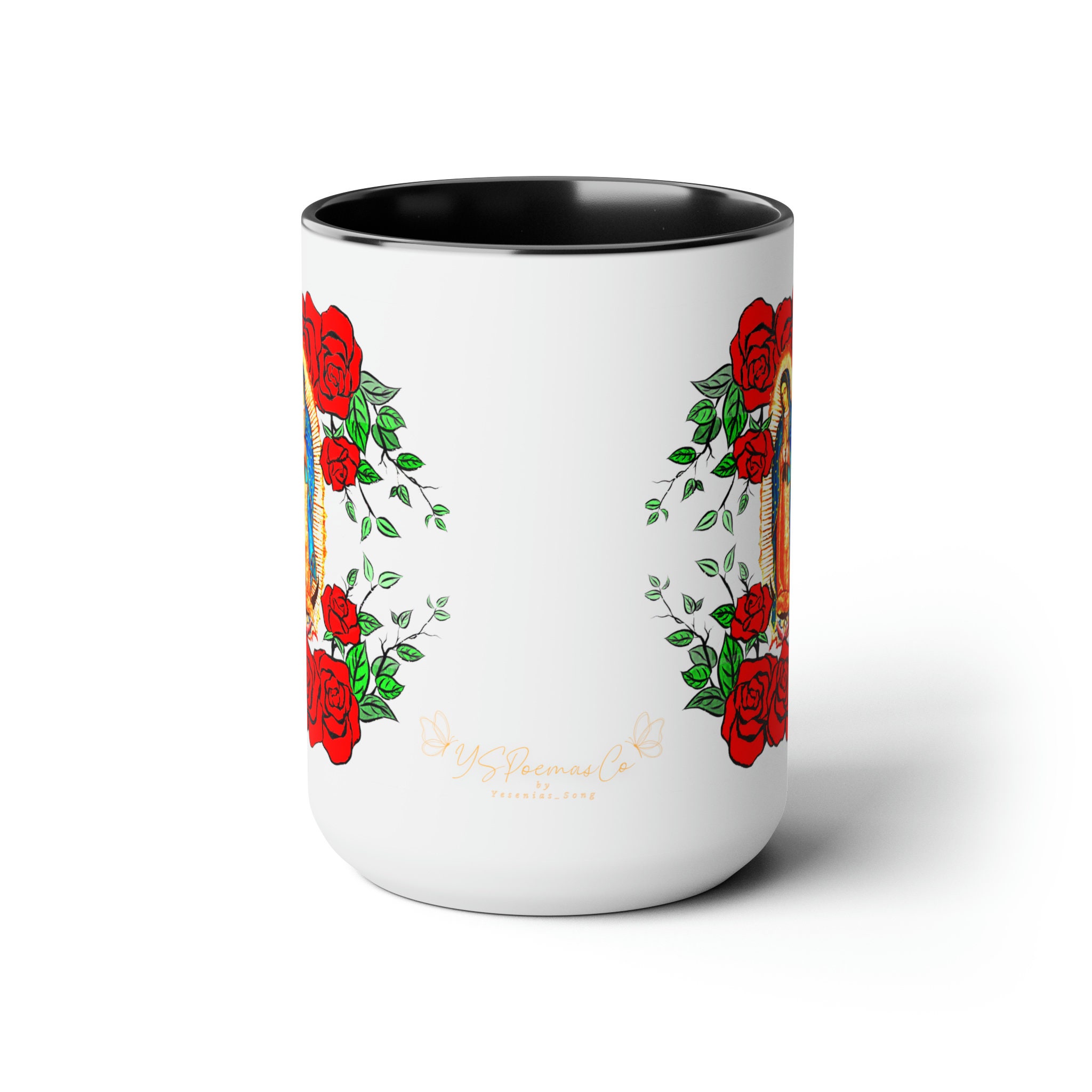 Our Lady of Guadalupe Two-tone Coffee Mugs, 15oz, Virgin Mary Mug ...