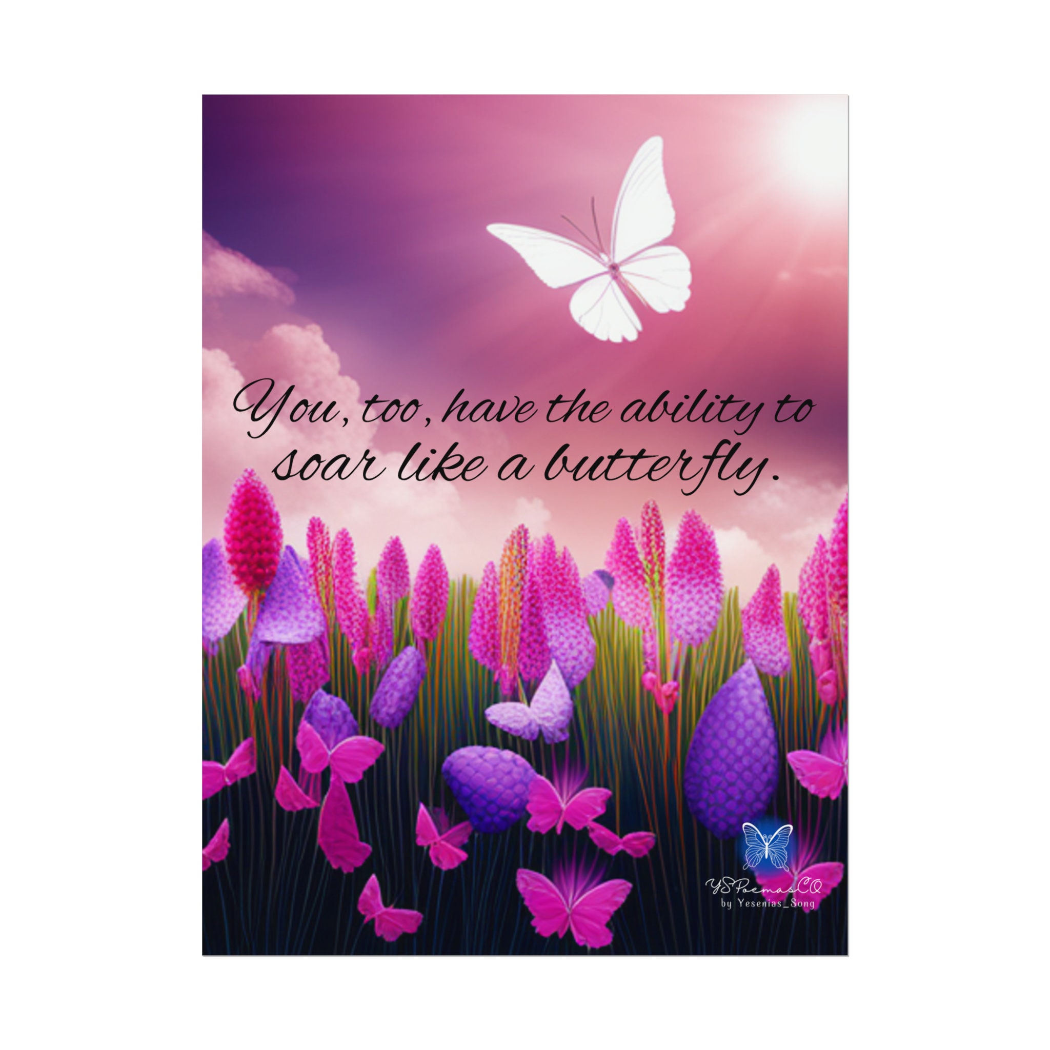 Motivational Quote Butterfly Poster, Inspirational Poster, Gift for ...