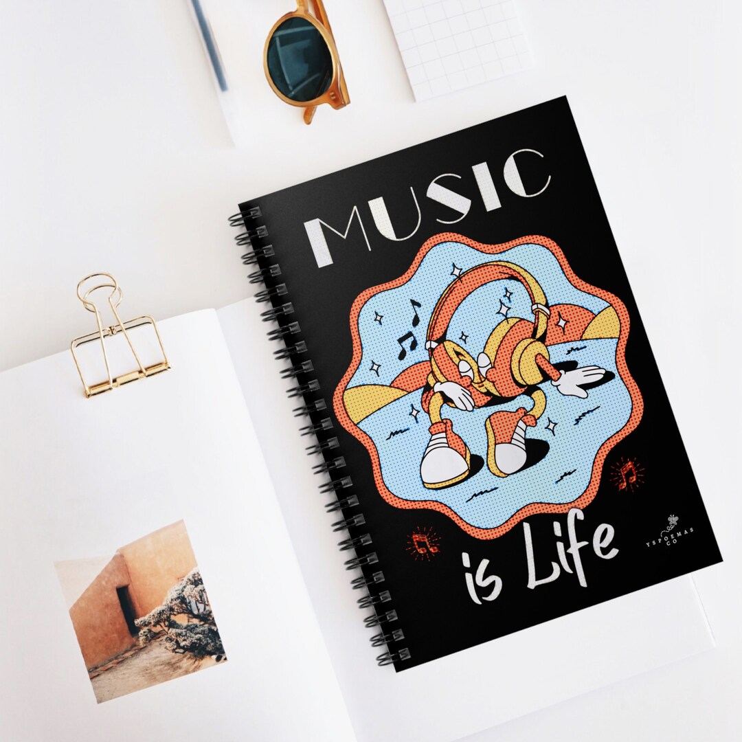 Retro Music is Life Spiral Notebook - Ruled Line - Etsy