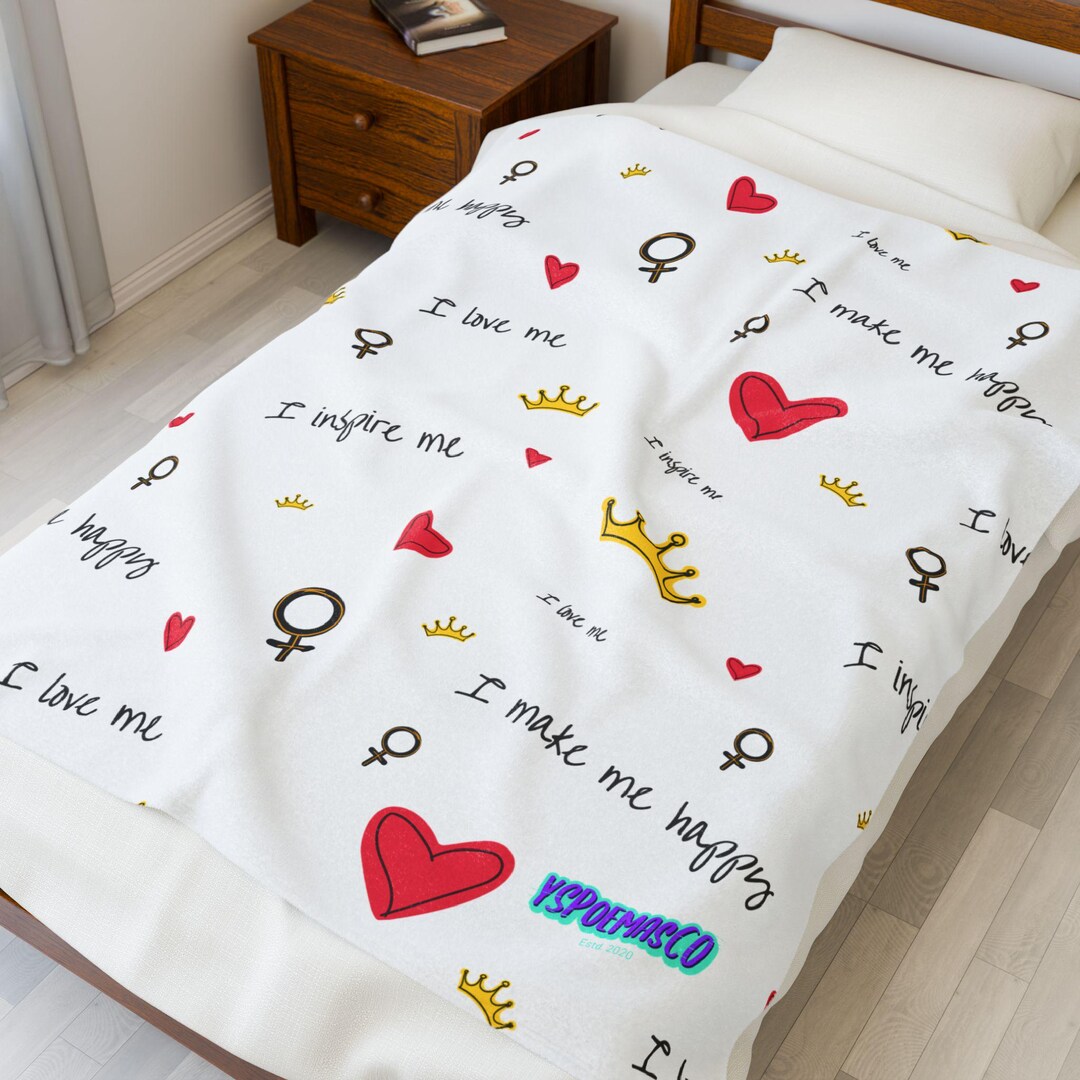 Self-love Queen Velveteen Blanket: Inspirational Throw, Cozy Home Decor ...