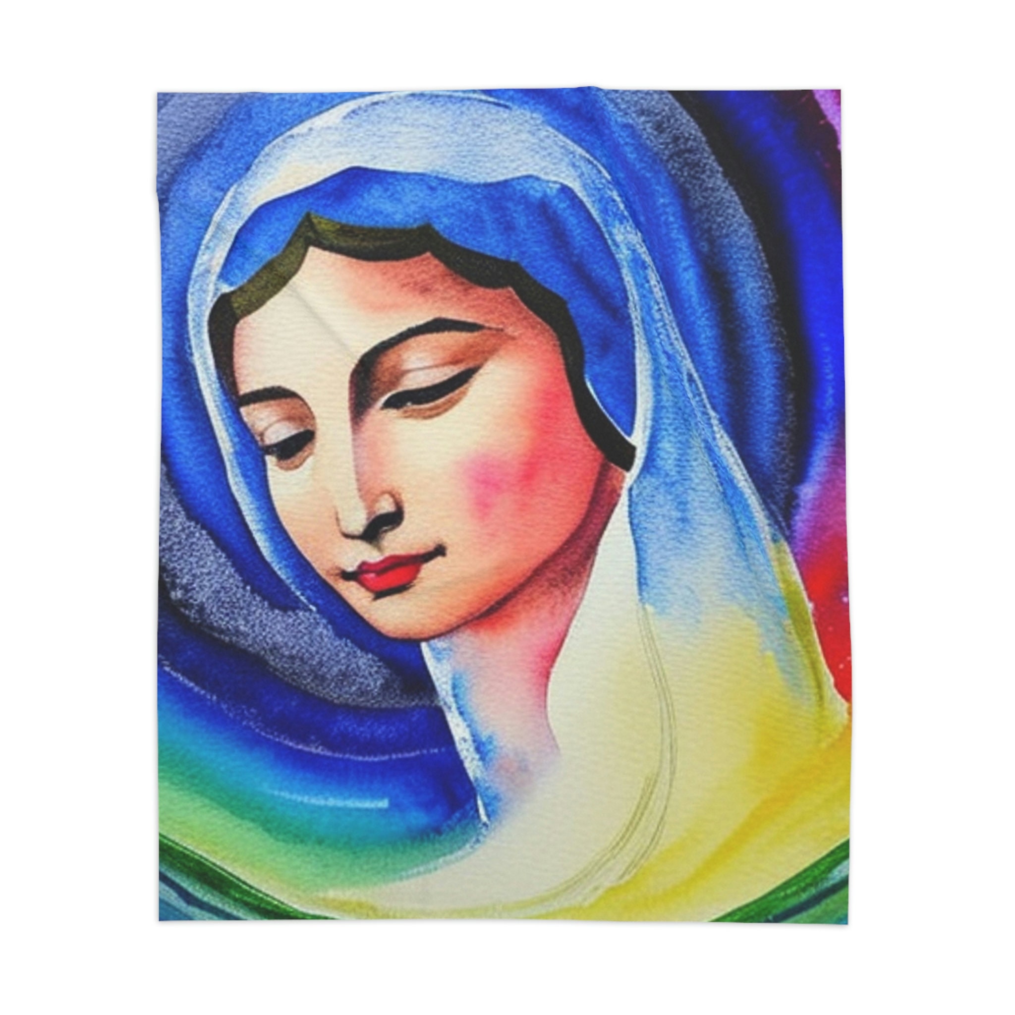 Virgin Mary Light Watercolor Sherpa Blanket Virgen María - Etsy