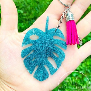Monstera Leaf Keychain Custom Color Key Chain Destination - Etsy