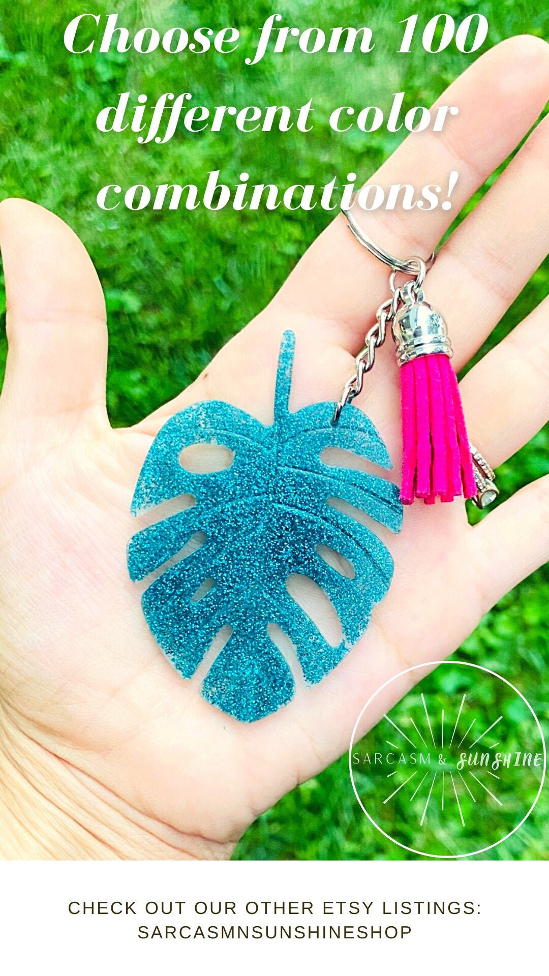 Monstera Leaf Keychain Custom Color Key Chain Destination - Etsy