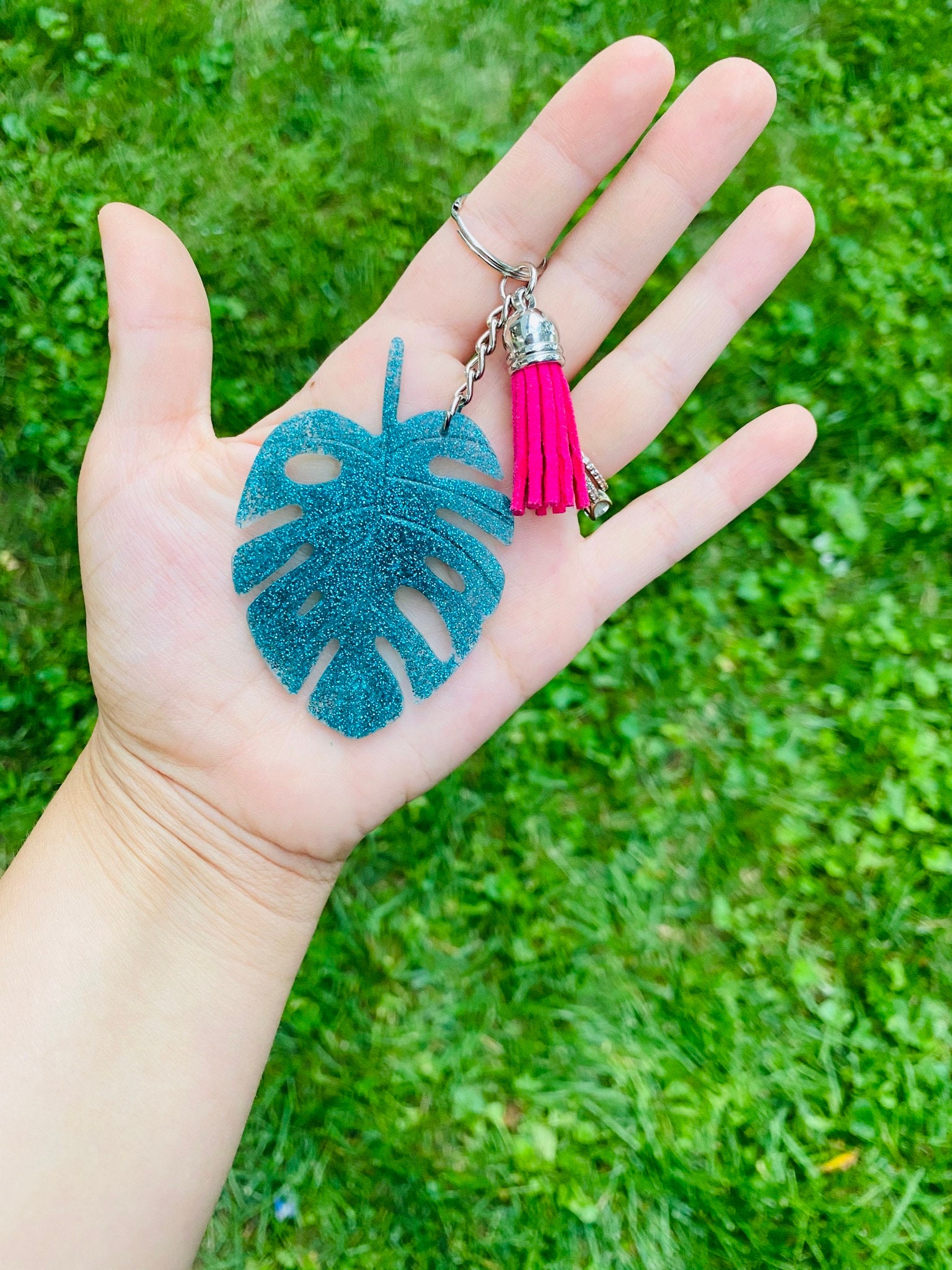 Monstera Leaf Keychain Custom Color Key Chain Destination | Etsy