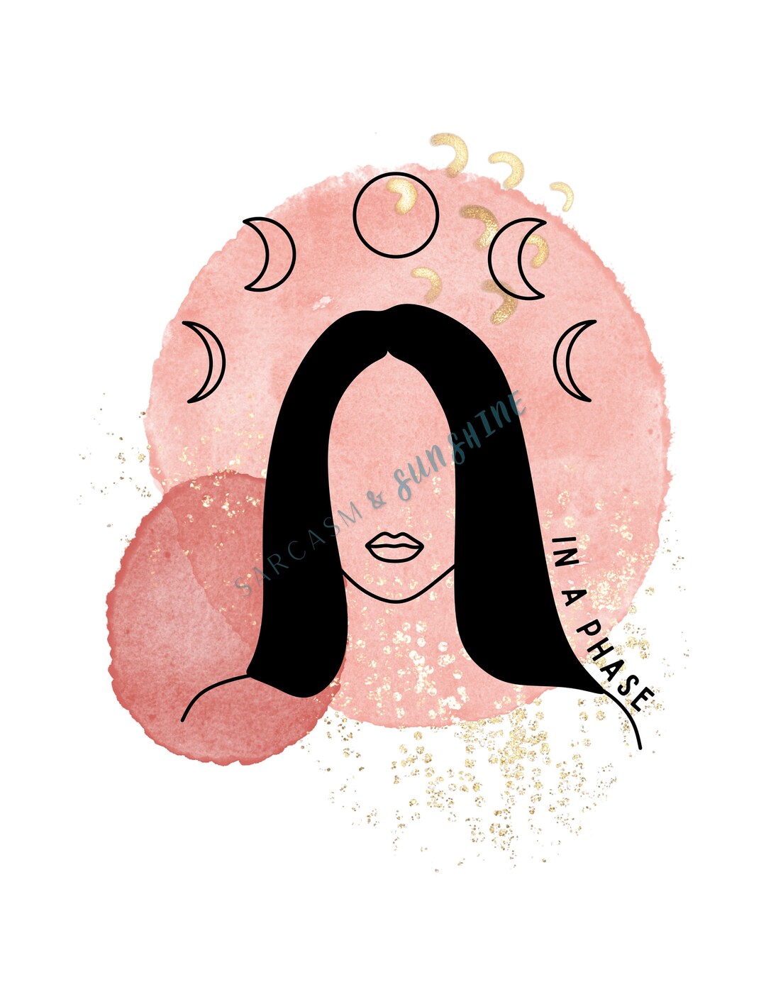 DIGITAL DOWNLOAD in a Phase, Moon Phases, Feminine Power, Celestial Art ...