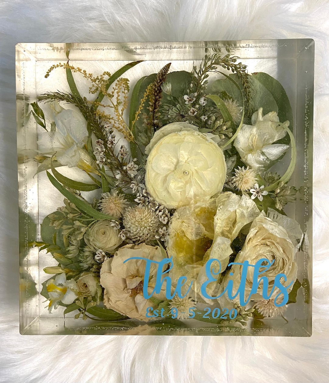 Custom Bouquet Preservation Made to Order Resin Floral Block Wedding ...