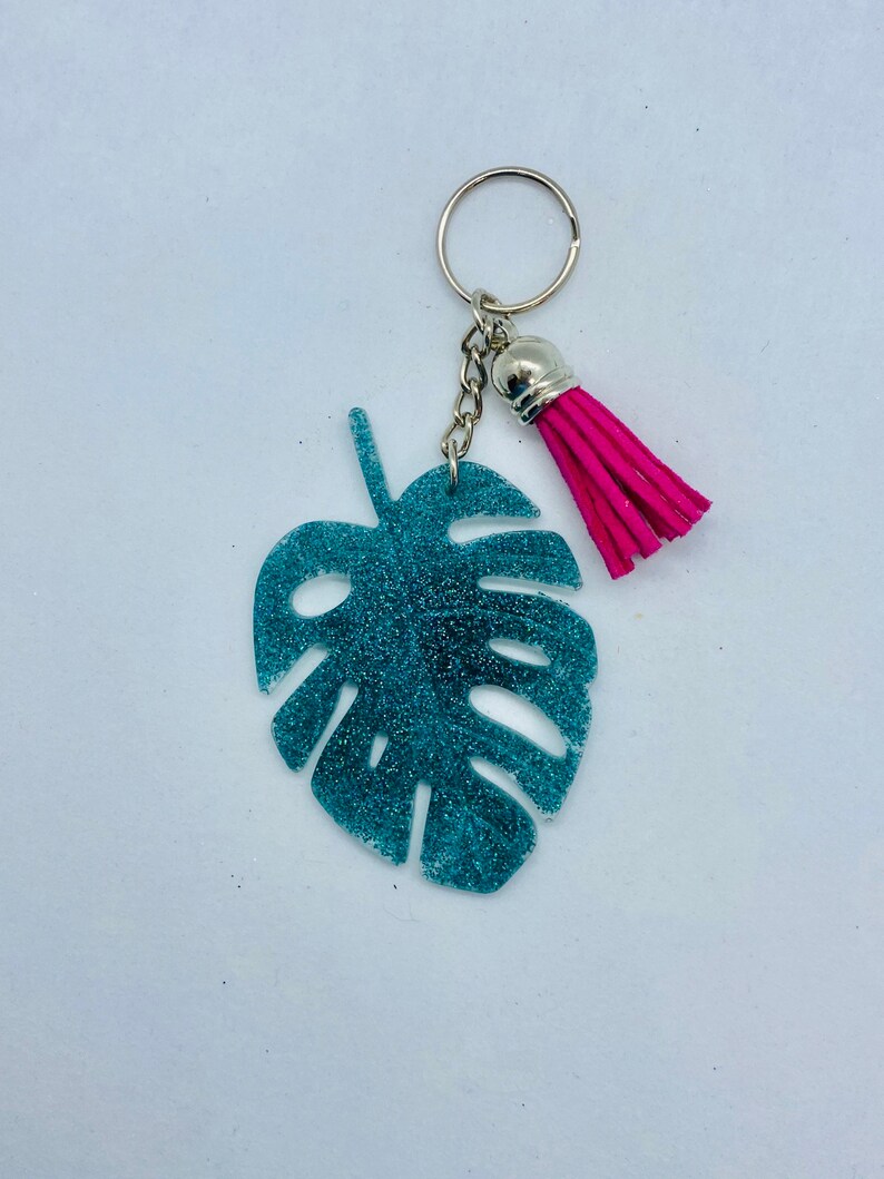 Monstera Leaf Keychain Custom Color Key Chain Destination - Etsy