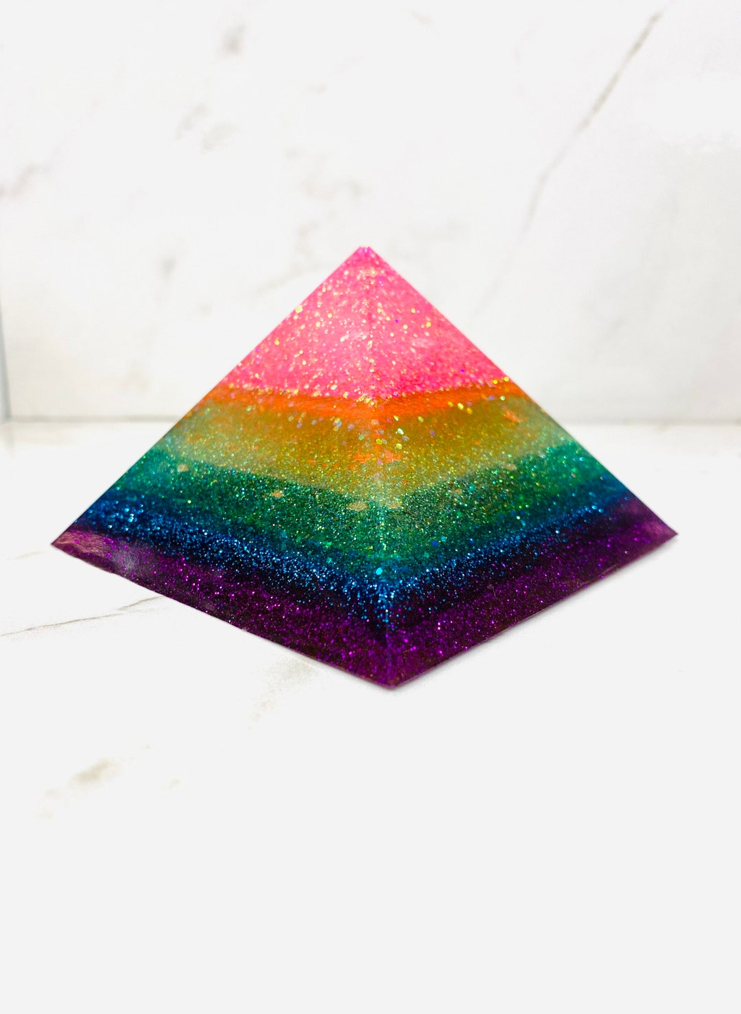Pyramid With Glitter or Flowers, Floral Preservation Resin Pyramid ...