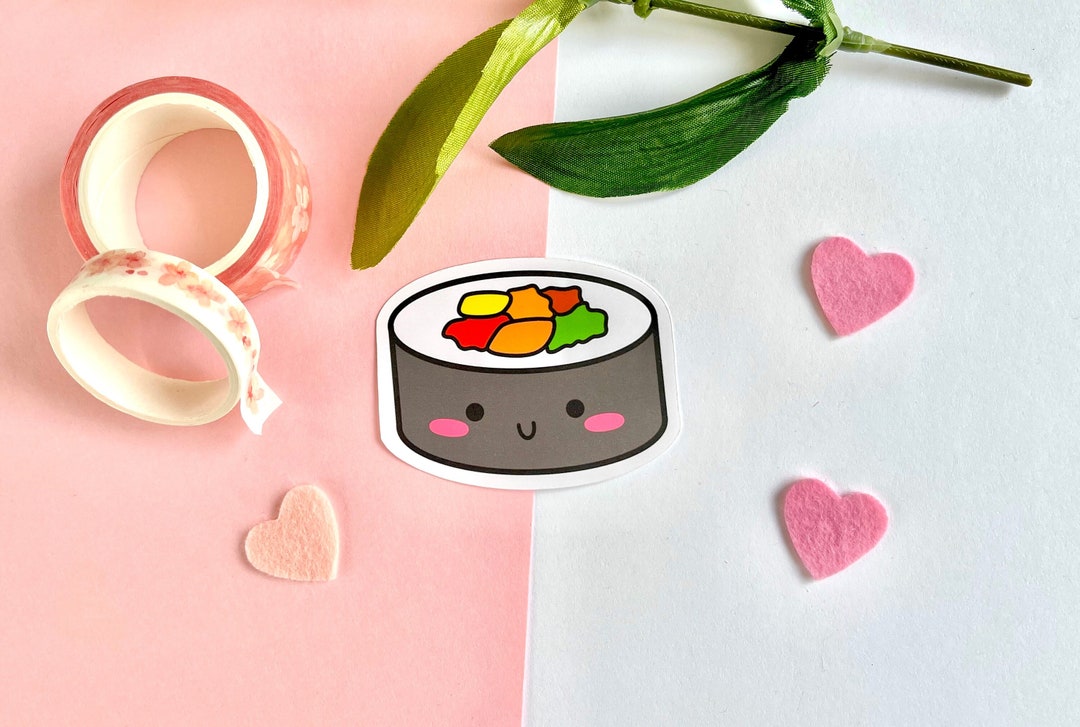 Kawaii and Cute Sushi/ Kimbap Asian Food Sticker Die Cut, Bullet ...