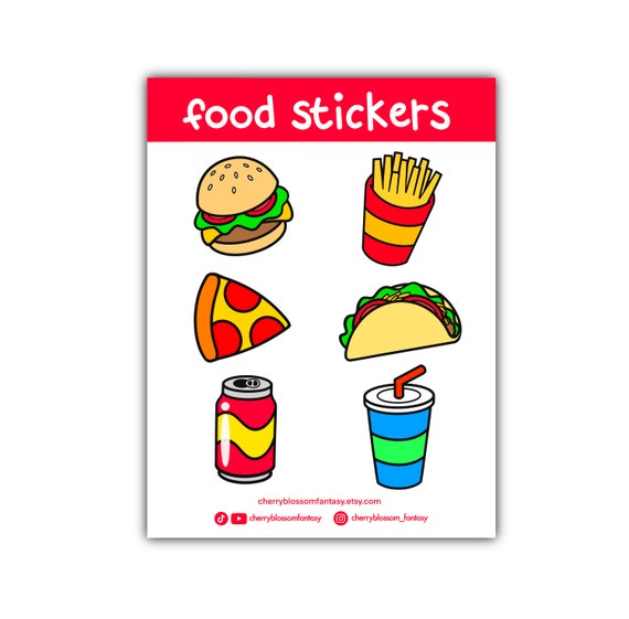 Cute Food/ Junk Food/ Fast Food Sticker Sheet burger French - Etsy