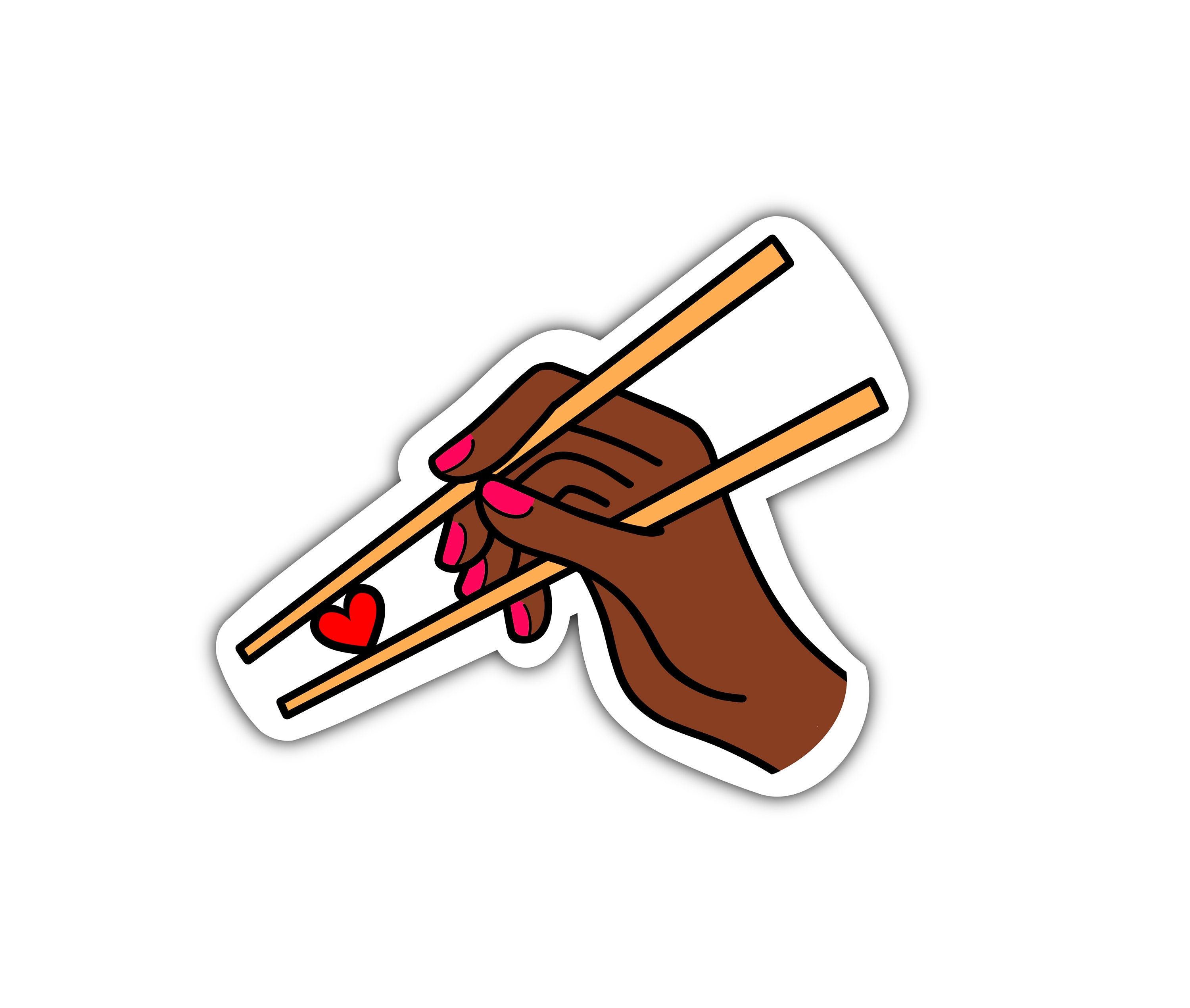 Chopstick Heart Cute Love Sticker 2 Color Options Die cut | Etsy