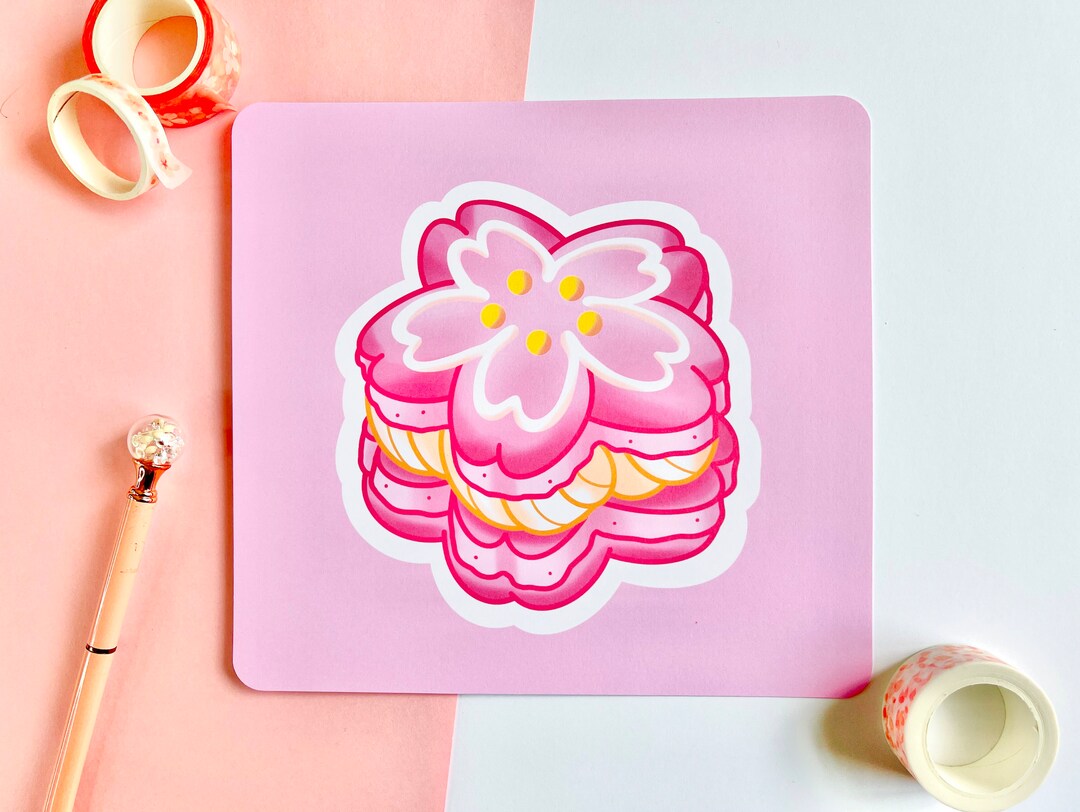 Cute Art Print- Sakura Macaron: Kawaii Art Print | Wall Decor | Pastel ...