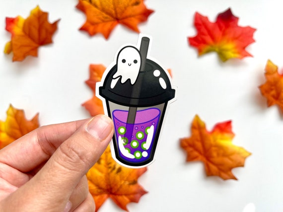 Ghost Halloween Bubble Tea/ Boba Sticker Die Cut Bullet | Etsy