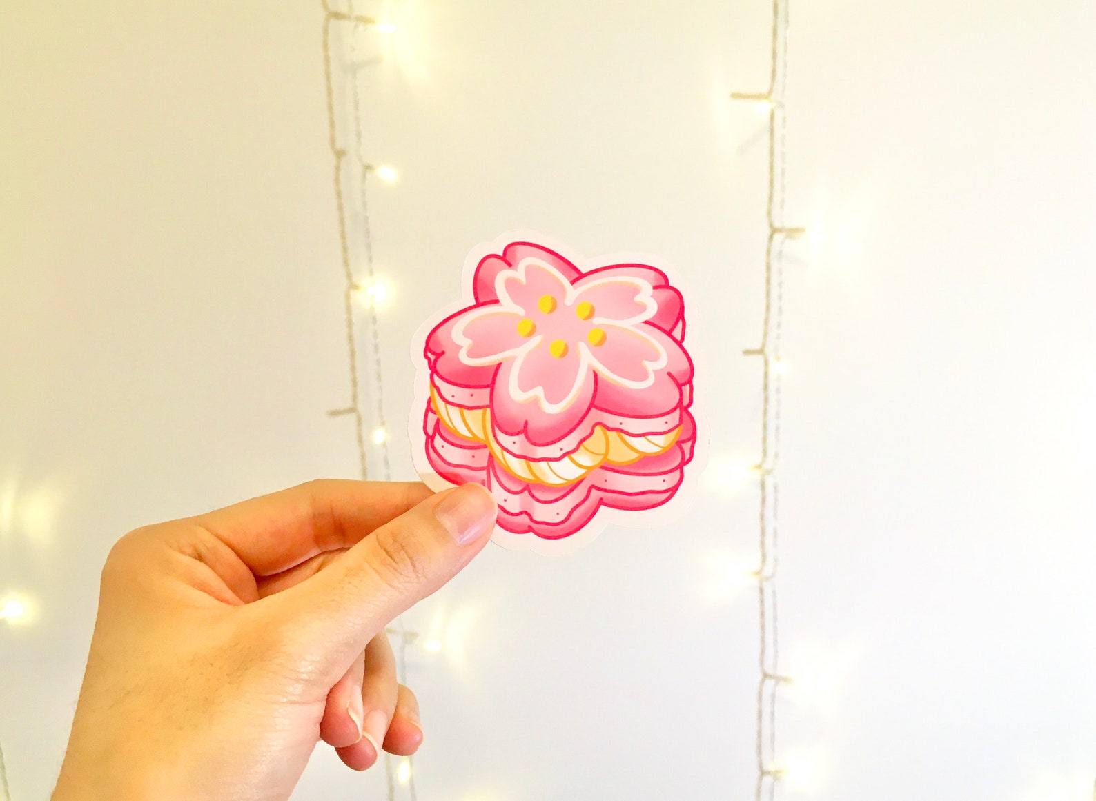 Kawaii Cherry Blossom (sakura) Macaron Pink Sticker | Die Cut, Bullet ...