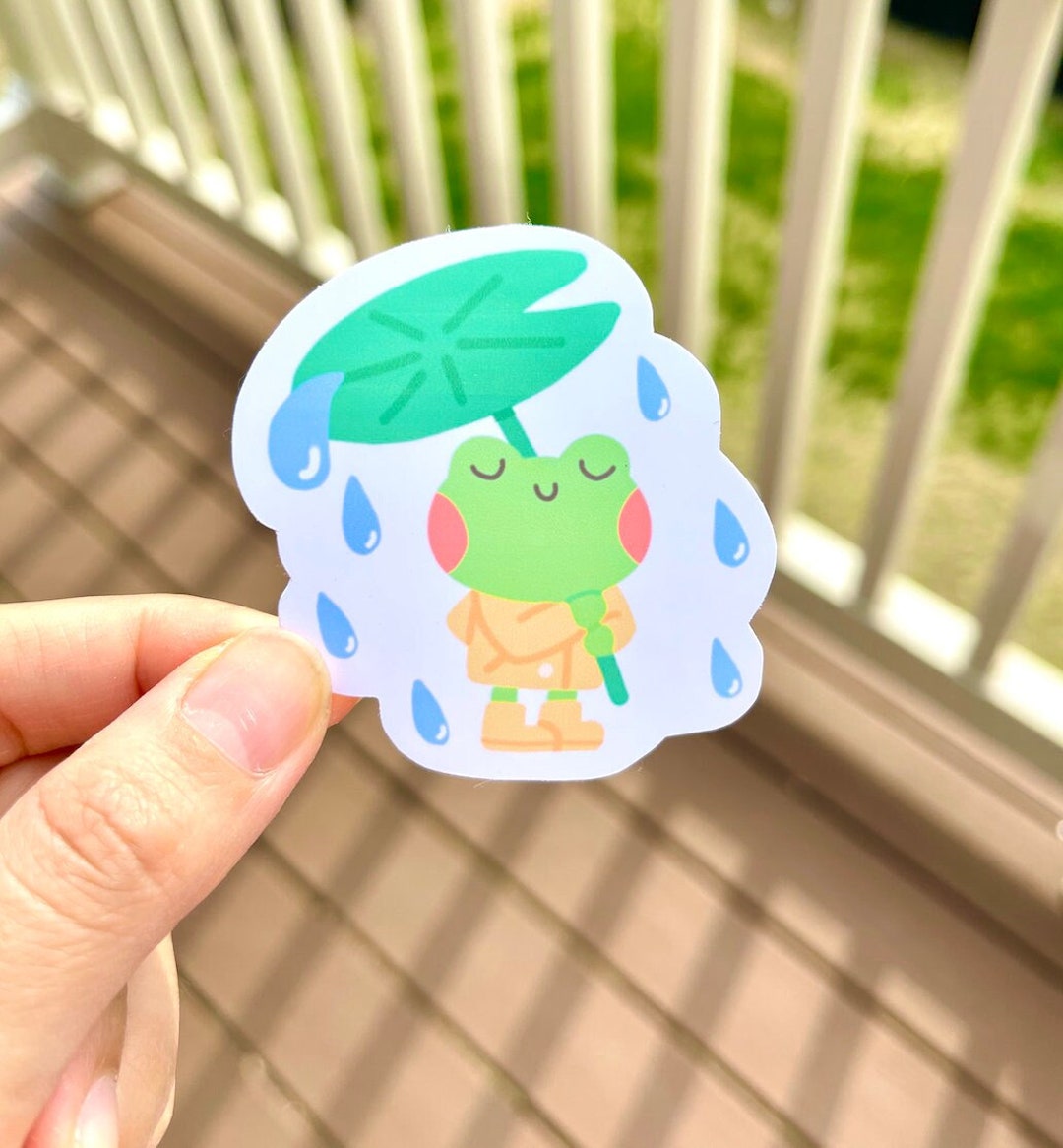 Cute Frog Rain Sticker | Die Cut, Bullet Journal, Planner, Laptop ...