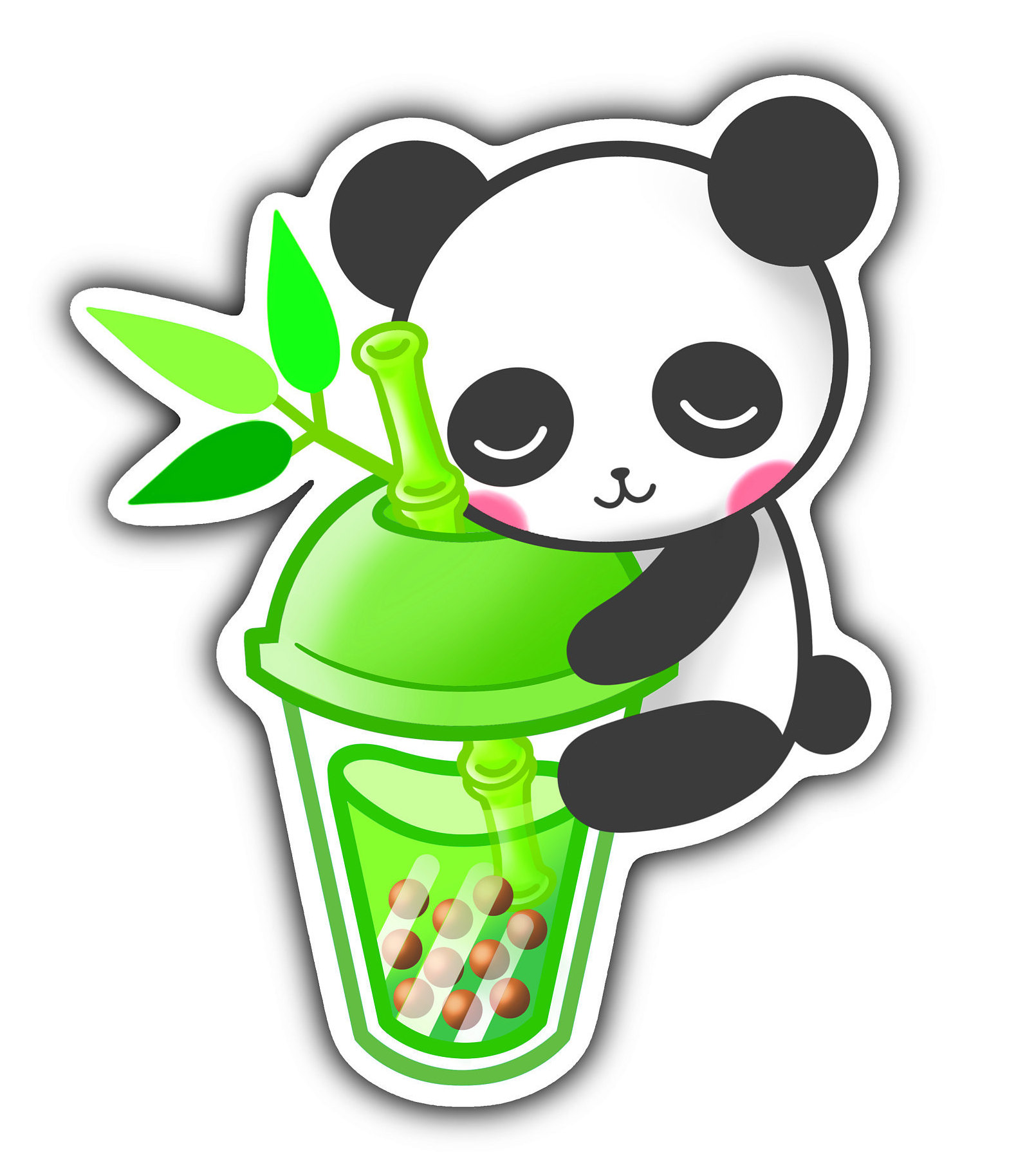 Kawaii Panda Bamboo Boba/ Bubble Tea Sticker Die cut bullet | Etsy