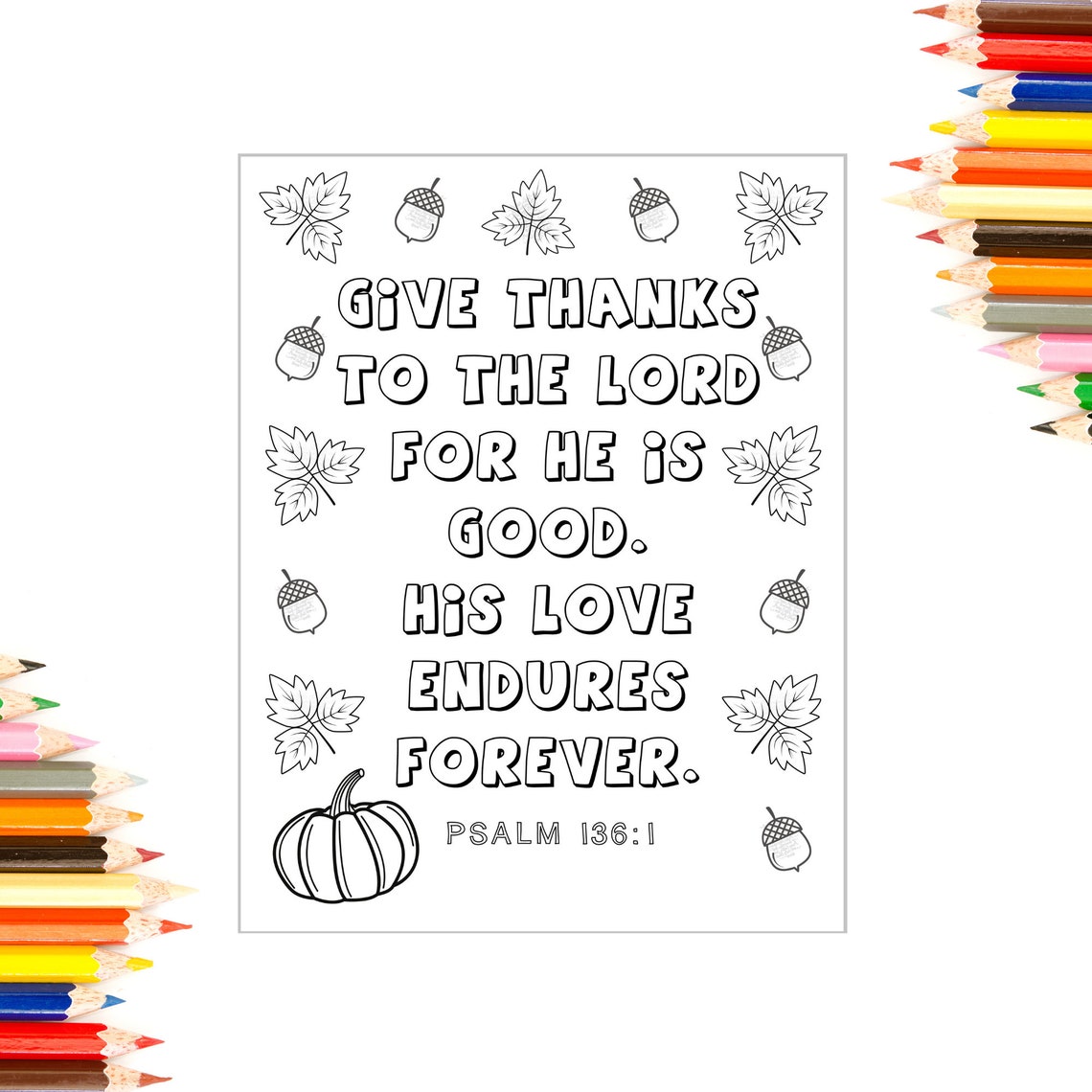 Thanksgiving Coloring Page, Bible Verse Coloring Page, Children's ...