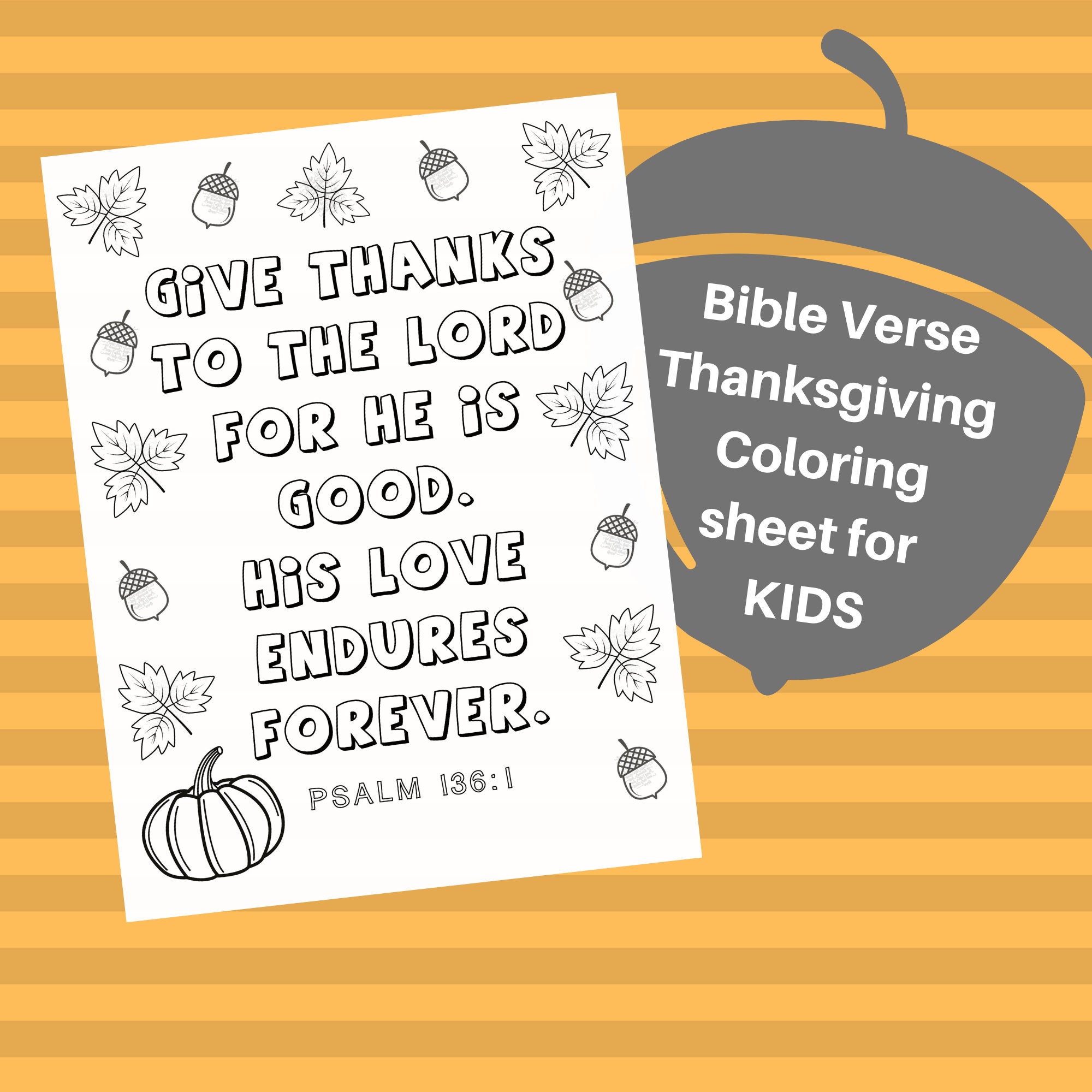 Thanksgiving Coloring Page, Bible Verse Coloring Page, Children's ...