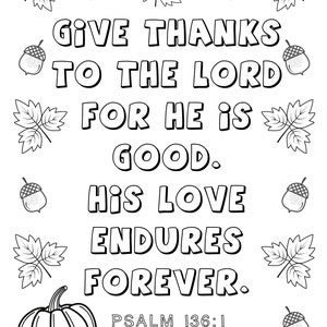 Thanksgiving Coloring Page, Bible Verse Coloring Page, Children's ...