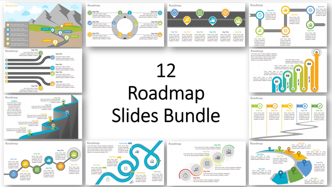 Roadmap Powerpoint Slides Bundle - Etsy