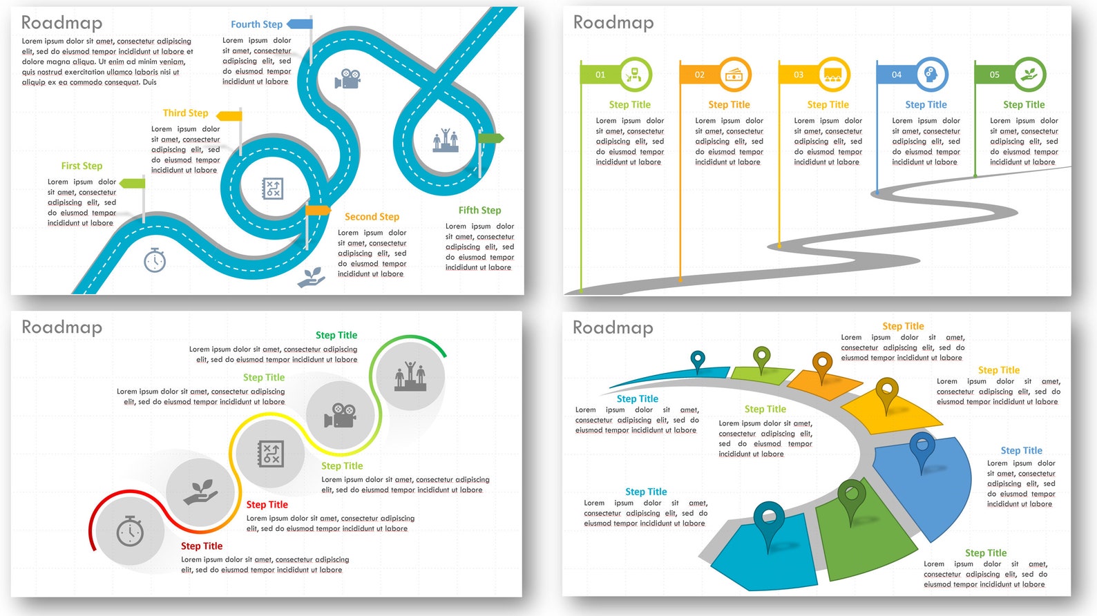 Roadmap Powerpoint Slides Bundle - Etsy