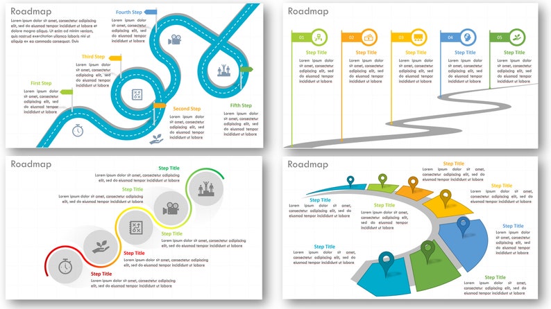 Roadmap Powerpoint Slides Bundle - Etsy