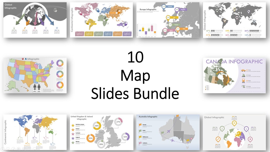 Map Powerpoint Slides Bundle - Etsy