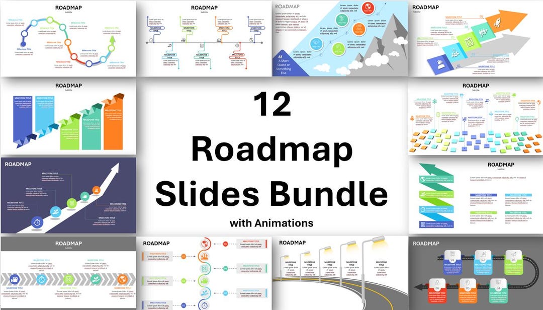 Roadmap Slides Bundle With Animations - Etsy