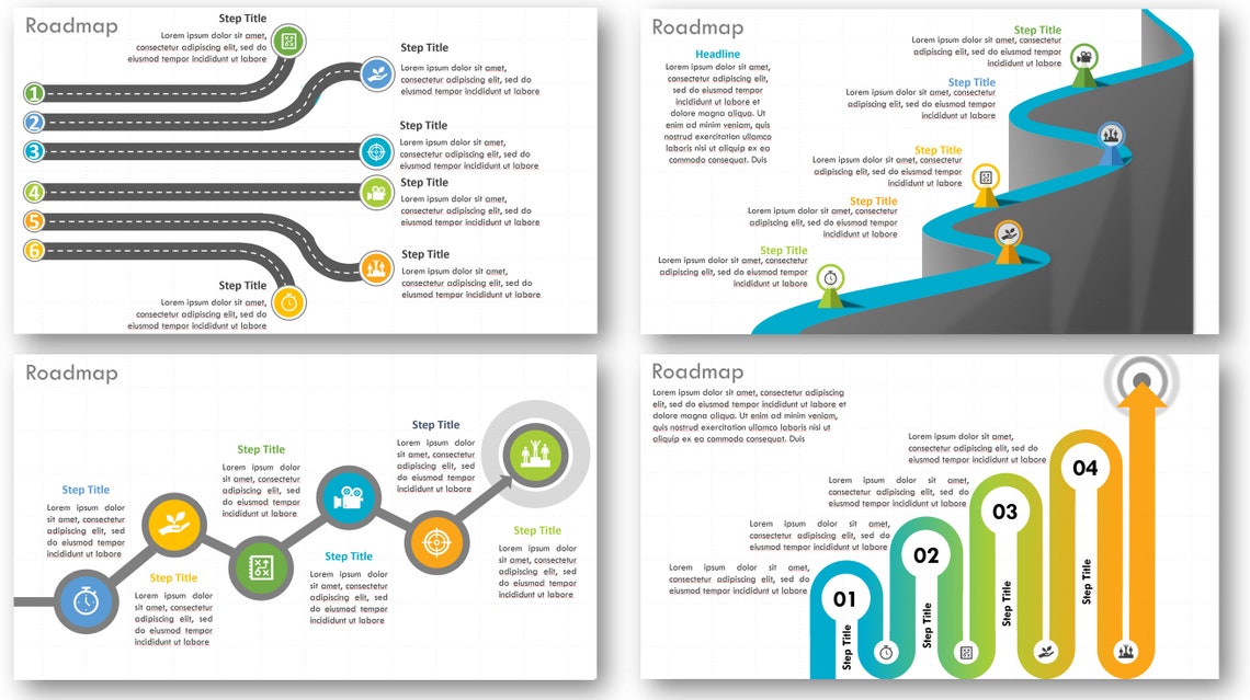 Roadmap Powerpoint Slides Bundle - Etsy