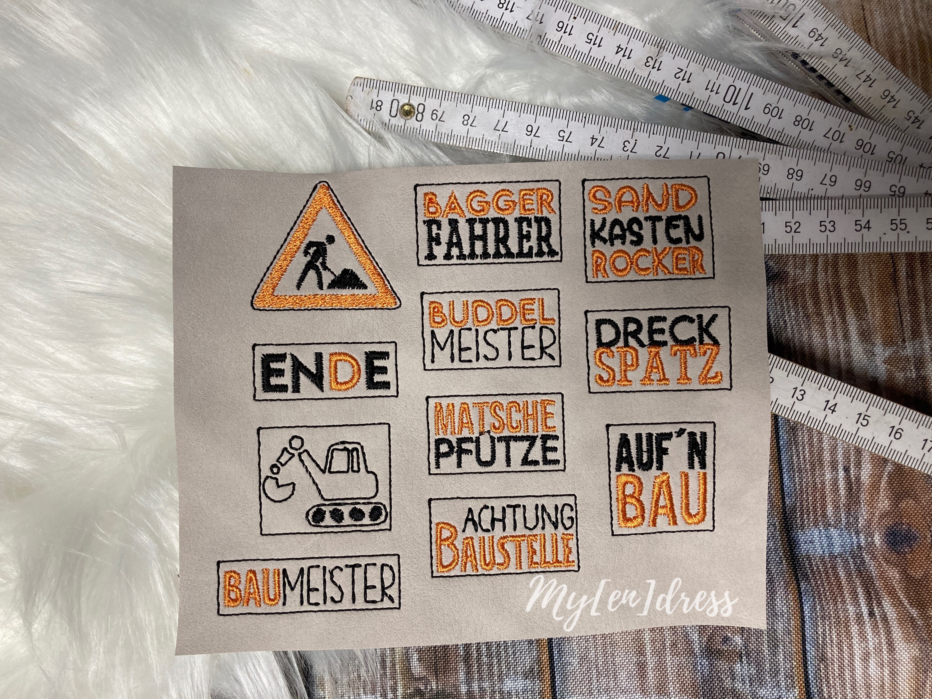 Synthetic leather patches construction site black/orange/ | Etsy