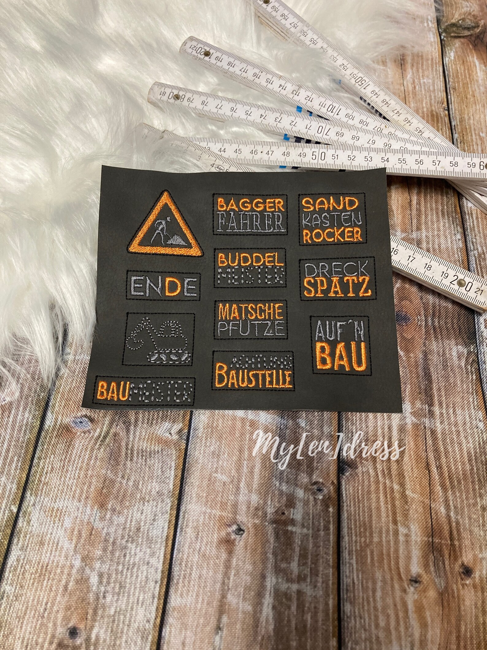 Faux Leather Patches Construction Site Black/orange Label - Etsy