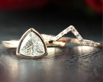 Trillion Wedding Set - Etsy