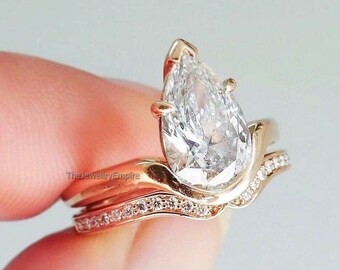 Half Bezel Set Pear - Etsy