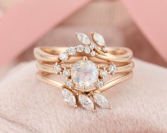 Three Piece Wedding Ring - Etsy