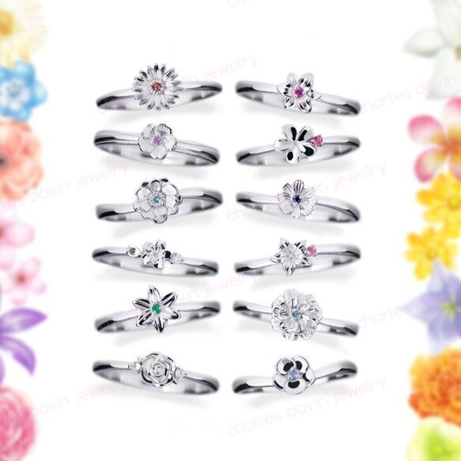 14K Japanese Sakura Ring Cherry Blossom Ring Mum Daughter | Etsy