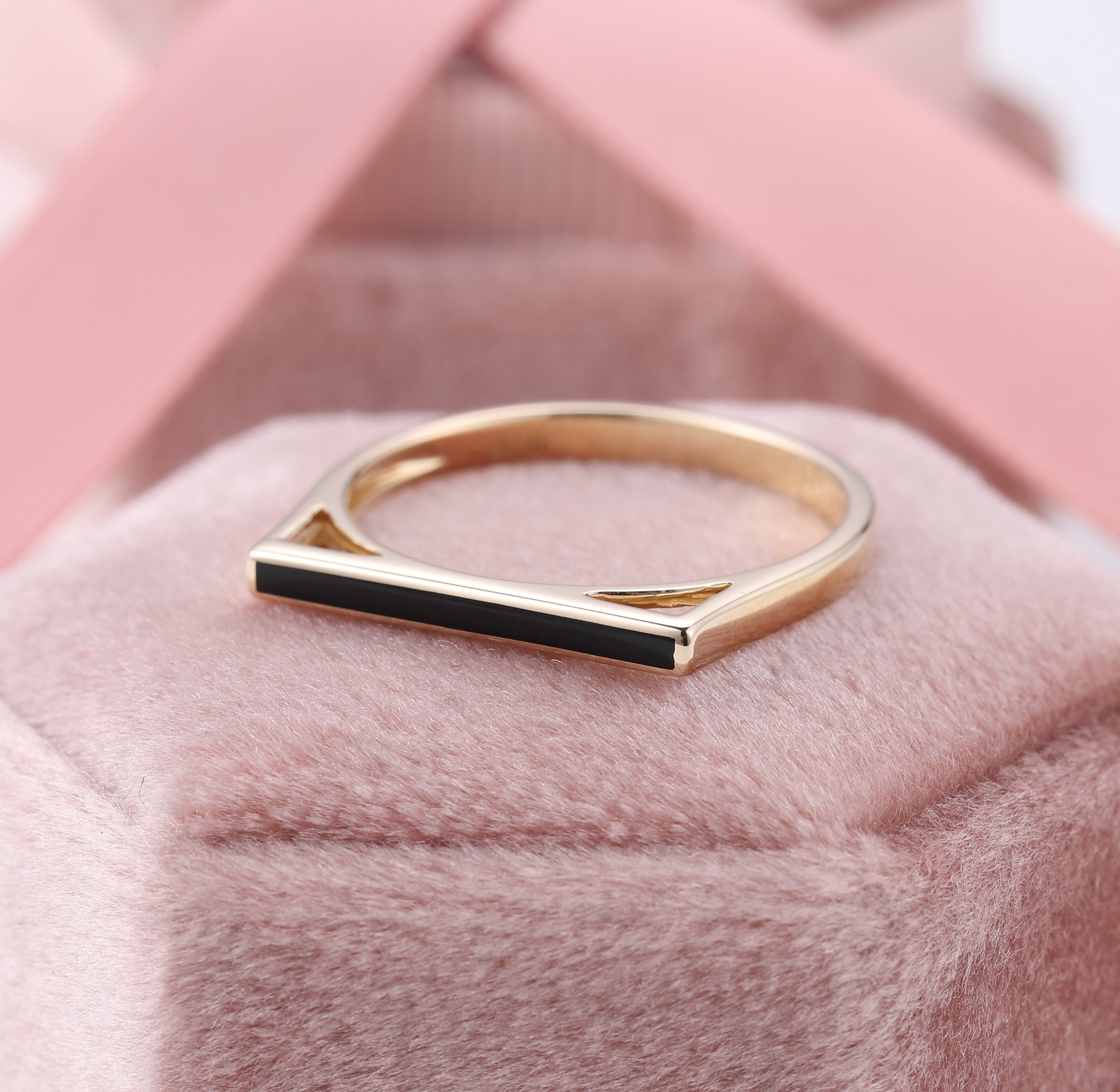 Horizontal Rectangle Engagement Ring Geometric Square Ring | Etsy