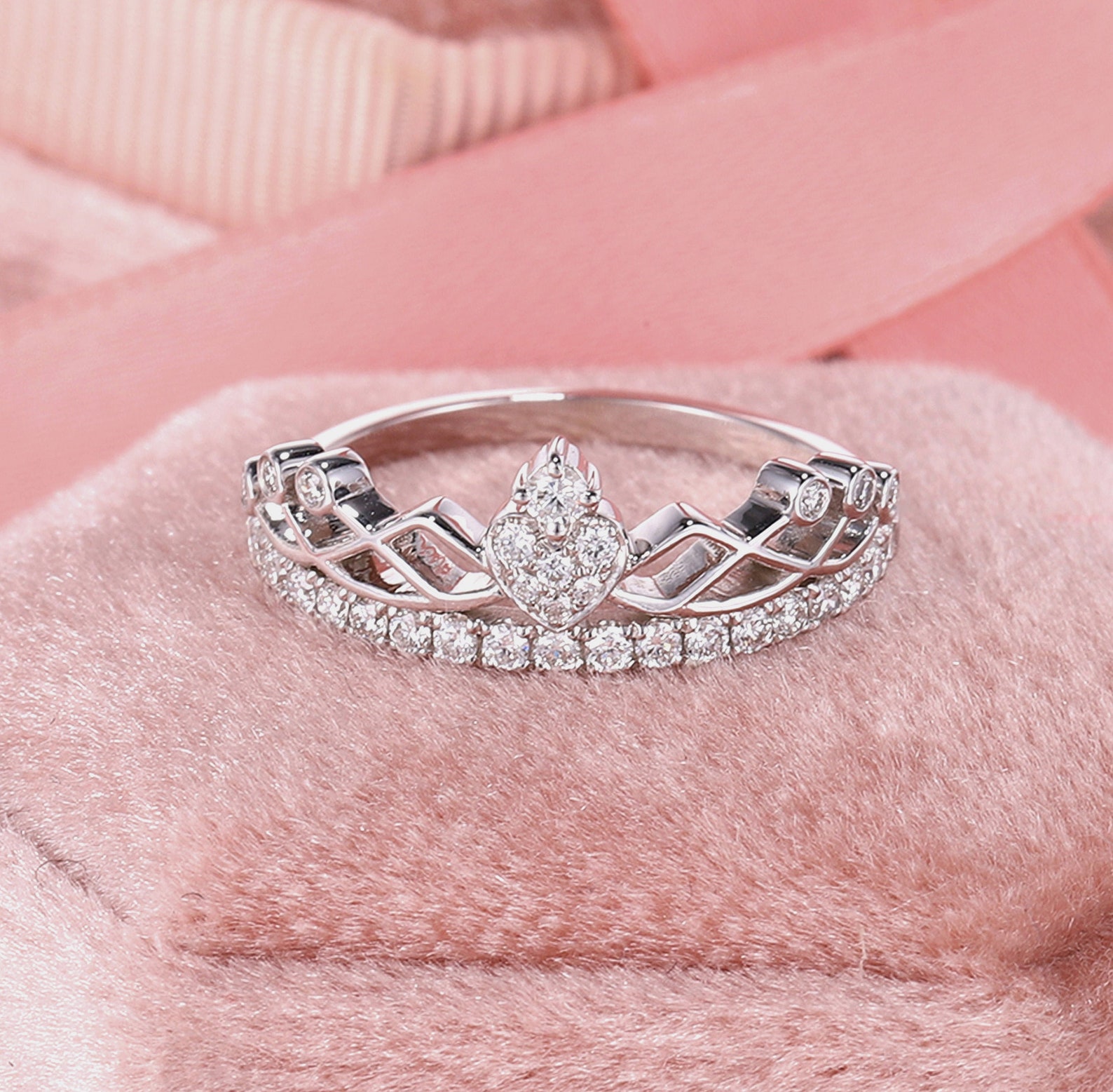 Diamond Princess Tiara Ring White Gold Princess Crown Promise - Etsy UK