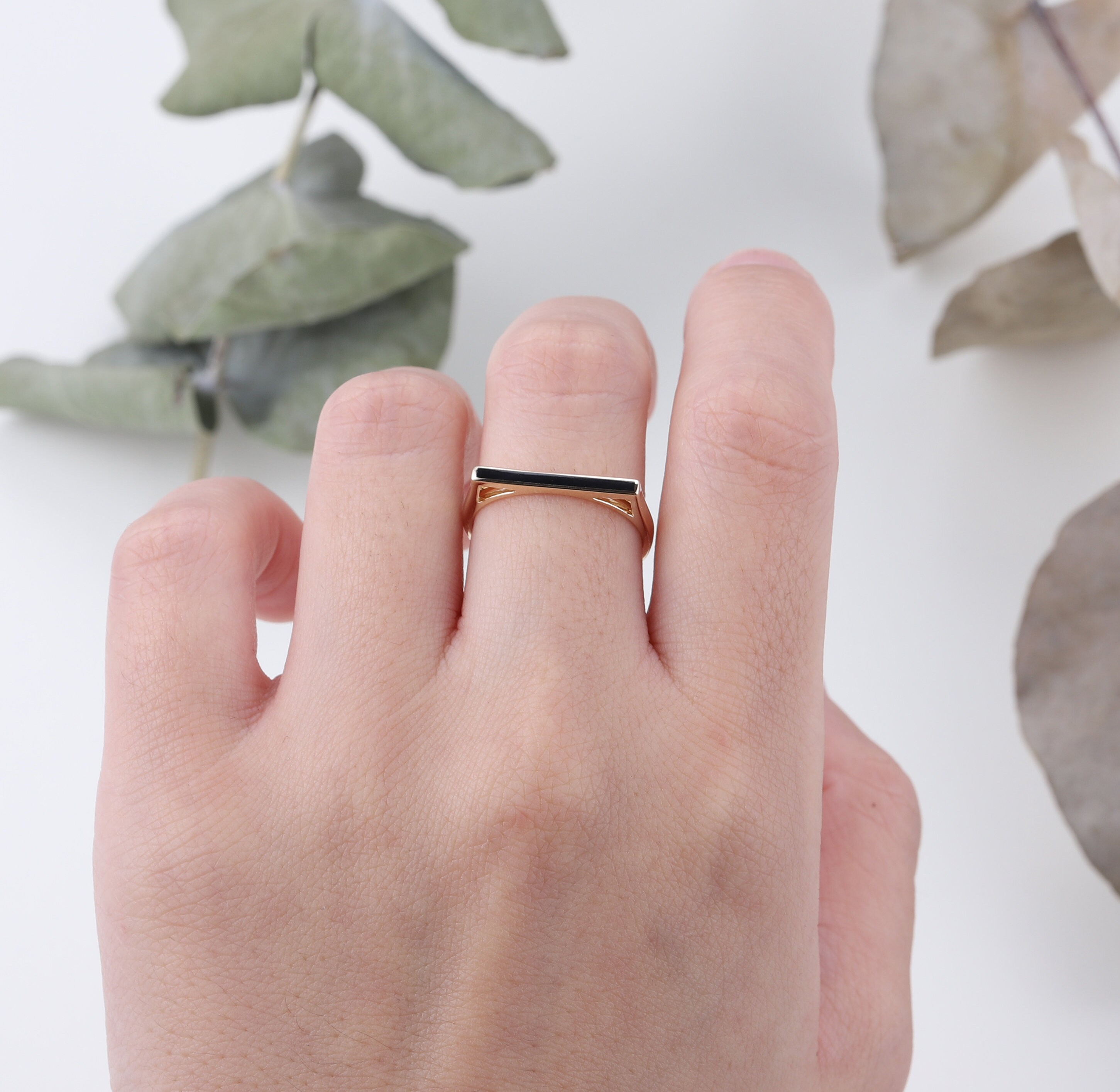 Horizontal Rectangle Engagement Ring Geometric Square Ring | Etsy