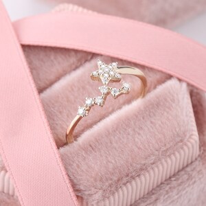 Shooting Stars Ring, Unique Star Ring, Minimalist Diamond Stars Ring ...