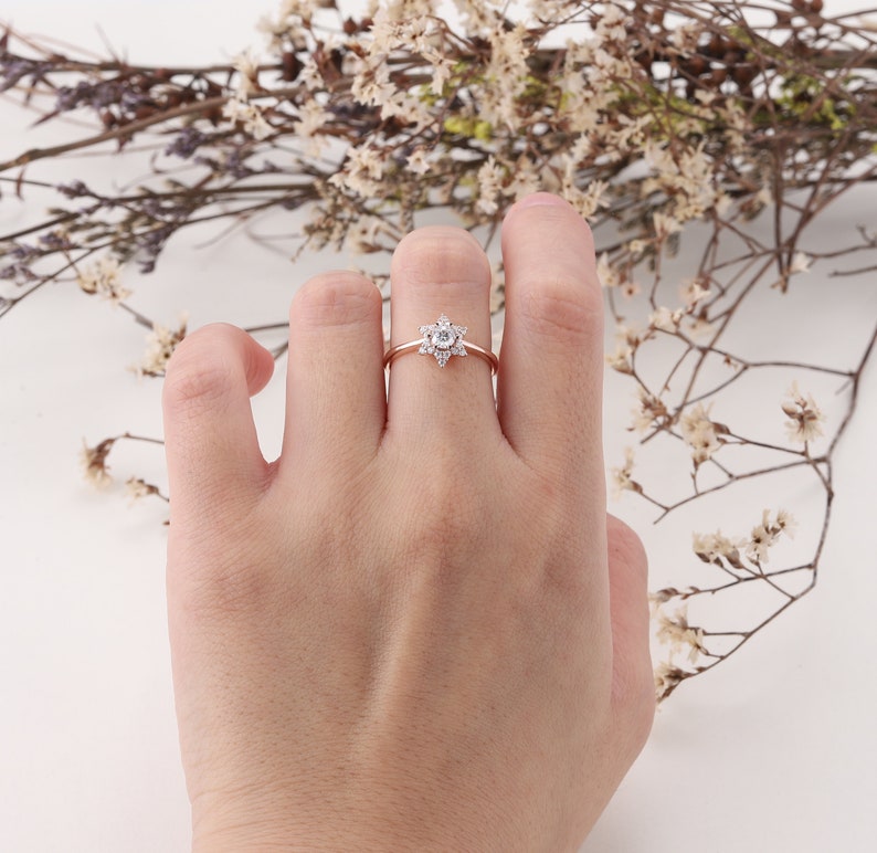 Star Diamond Ring Rose Gold Moissanite Fire Rings Eastern | Etsy
