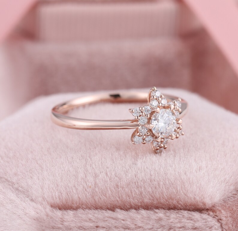 Star Diamond Ring Rose Gold Moissanite Fire Rings Eastern | Etsy
